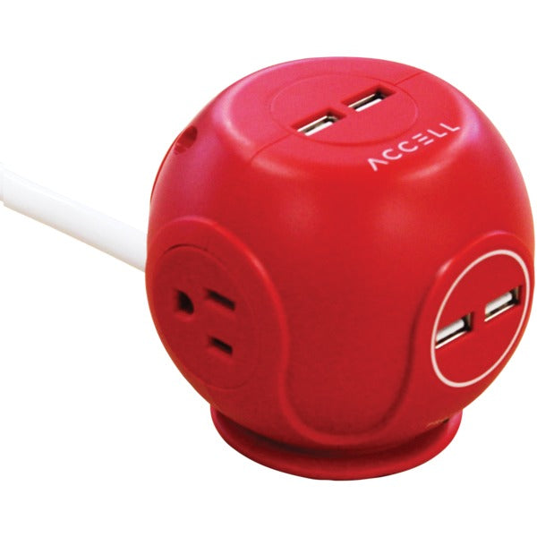Power Cutie Compact Surge Protector with USB Charging Ports (Red ...